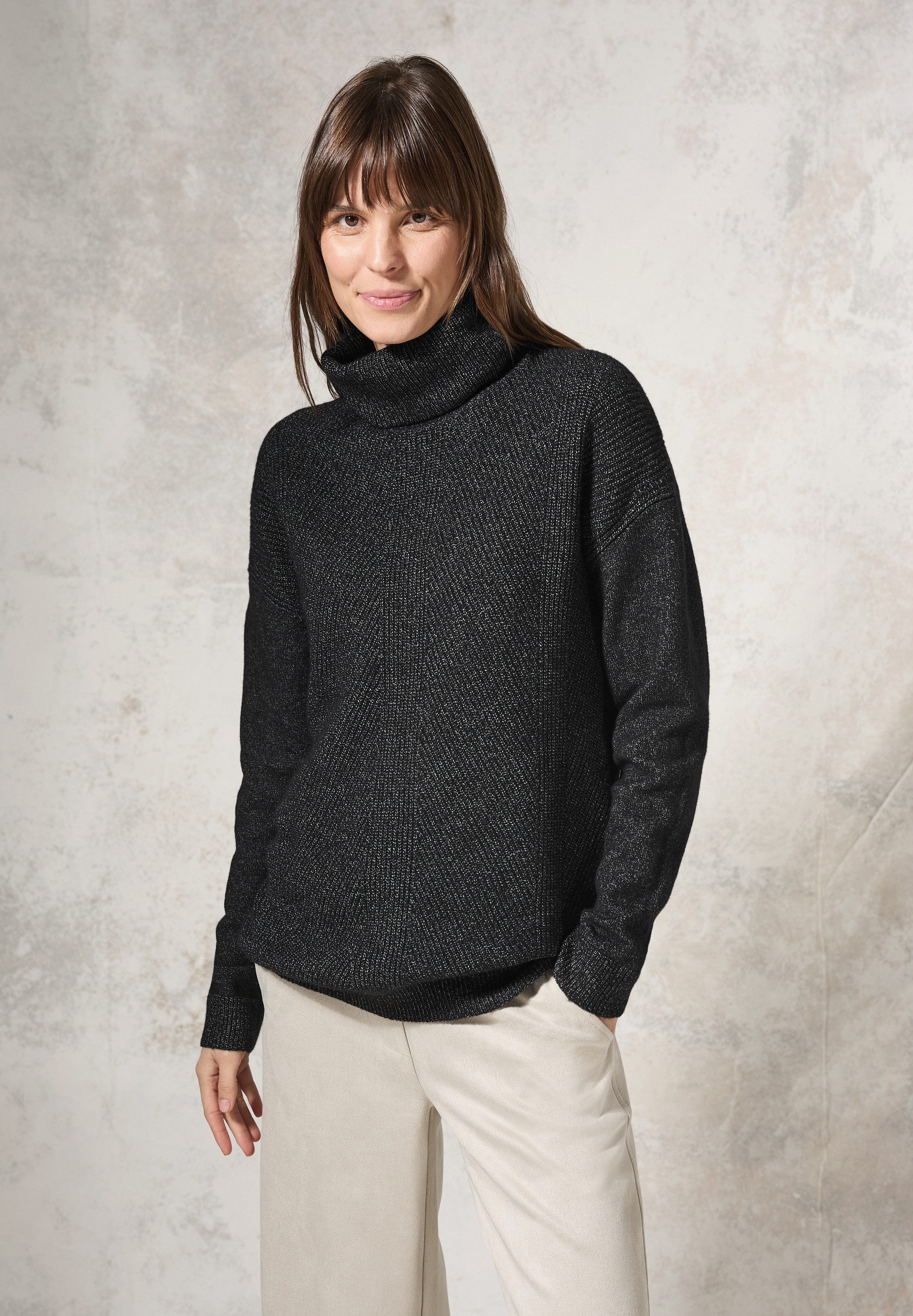 CECIL Rollkragenpullover aus softem Materialmix, Rollkragenpulli